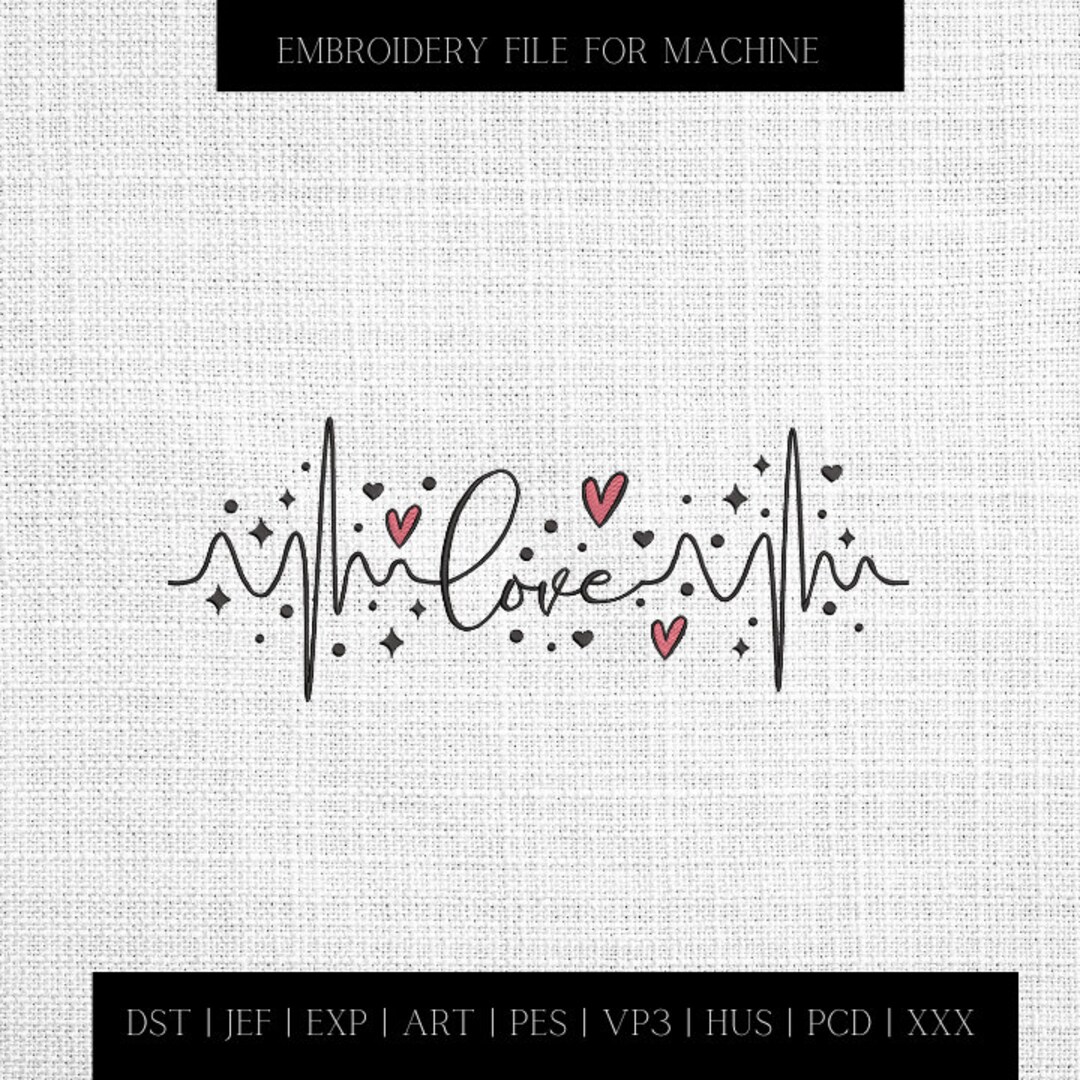 Love Heartbeat Embroidery Designs, Valentine Machine Embroidery Designs ...