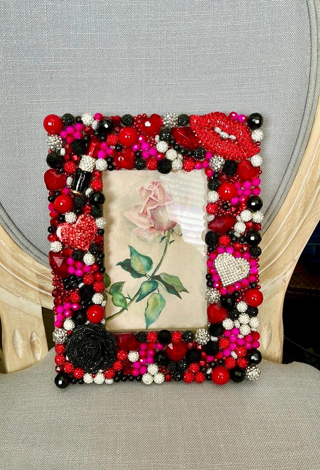 Valentines Day Rhinestone Picture Frame Jeweled Bedazzled Photograph ...
