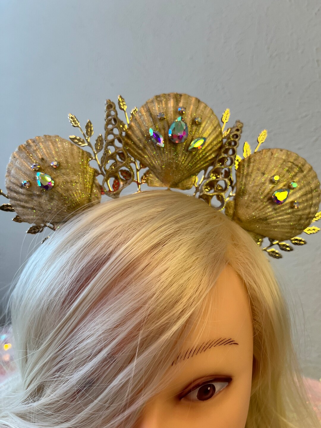 Gold Mermaid Seashell Queen of the Nile Crown, New Year Tiara, Boho ...