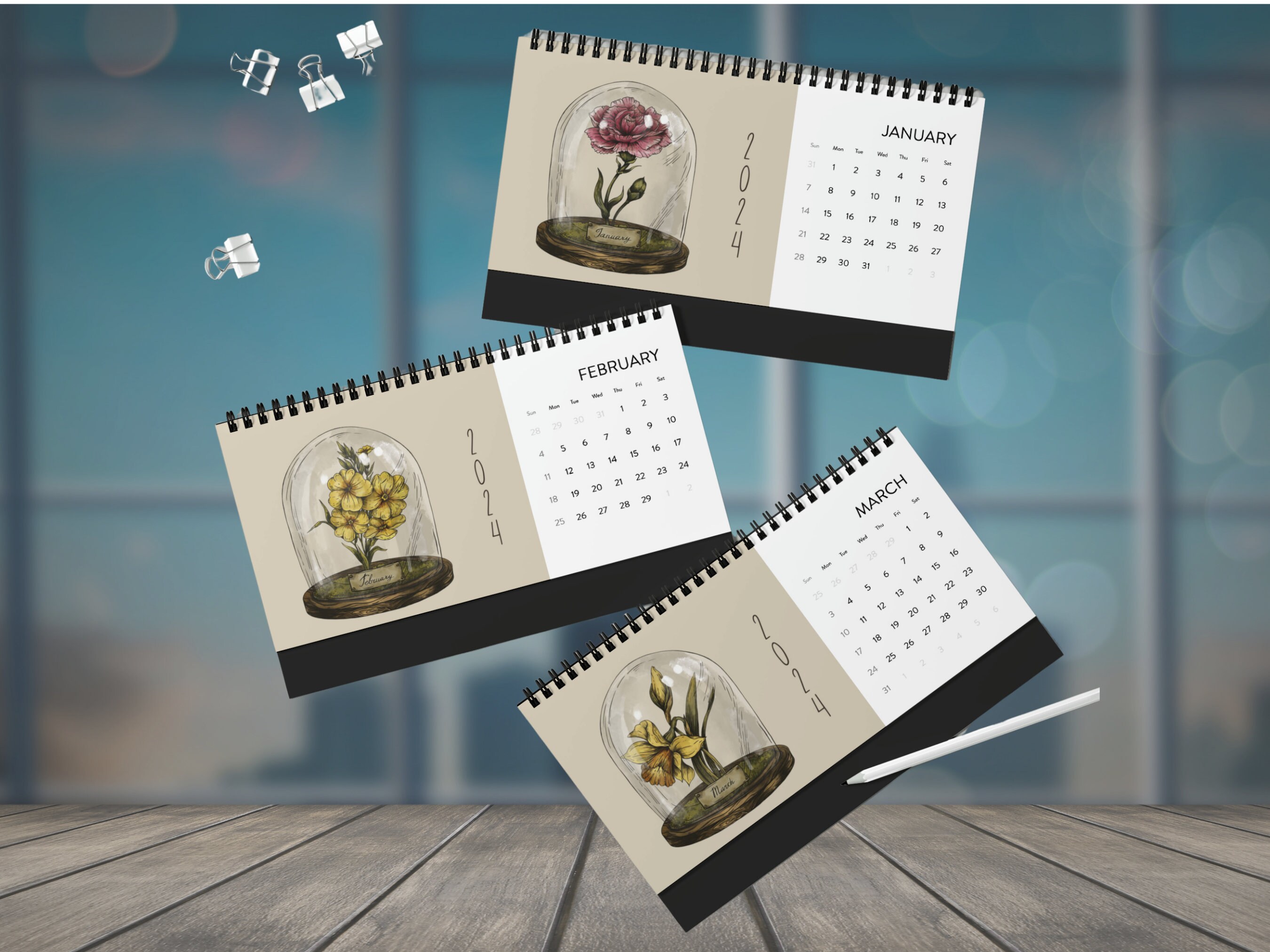 2024 Birth Flower Desktop Calendar Gift for Her Birth Flower Gift 2024 ...