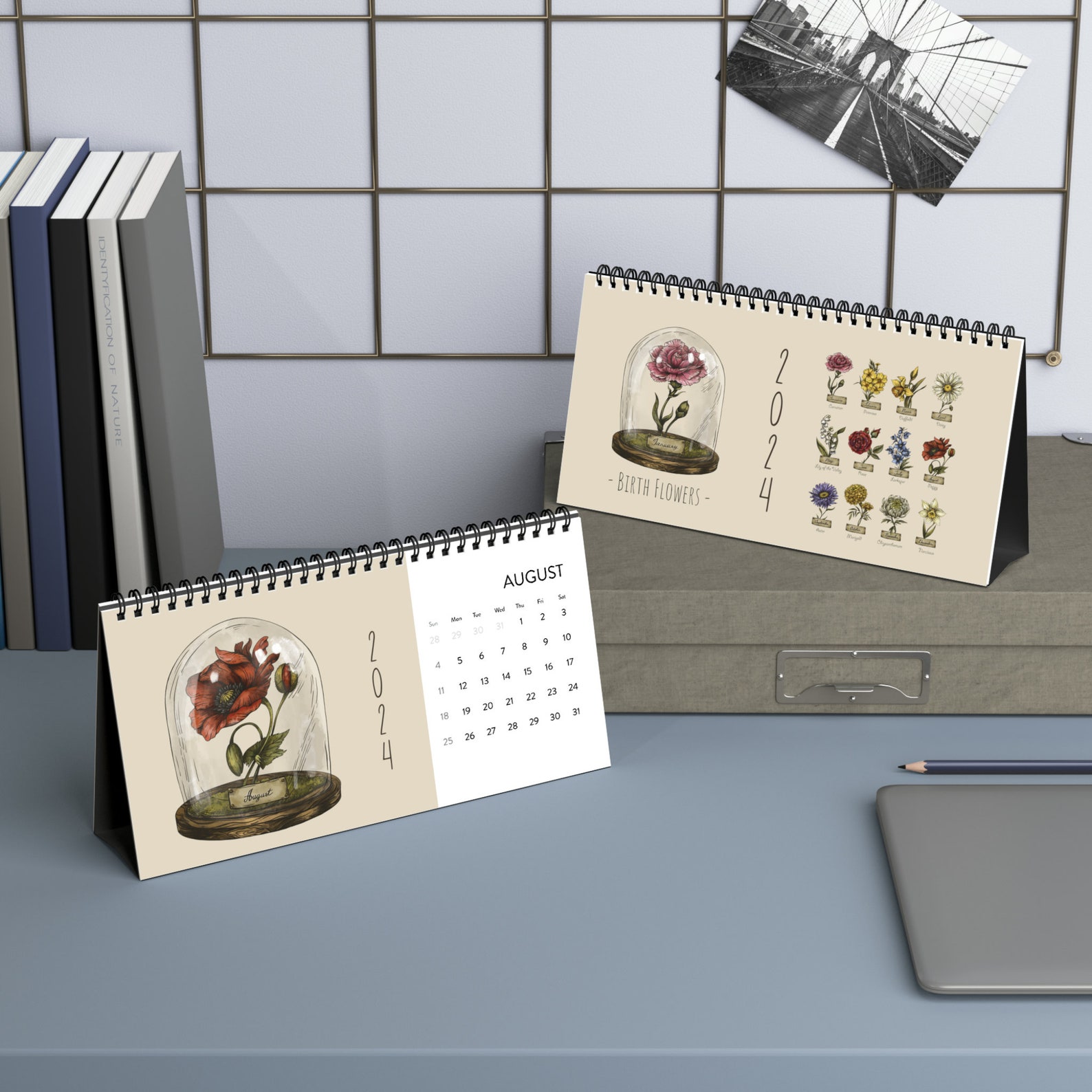 2024 Birth Flower Desktop Calendar Gift for Her Birth Flower Gift 2024 ...