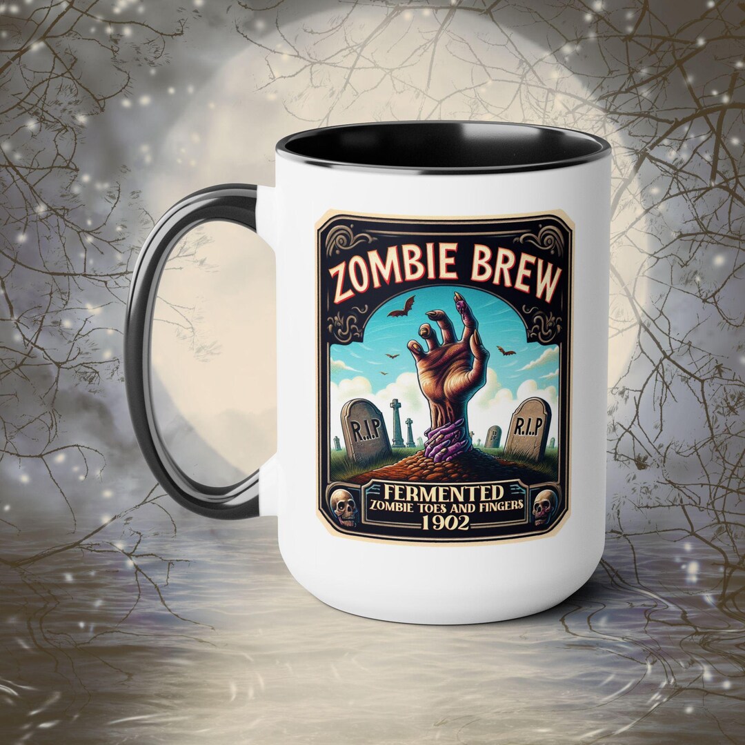 Zombie Brew Coffee Mug Funny Dark Humor Gothic Lover Gift Halloween Mug ...