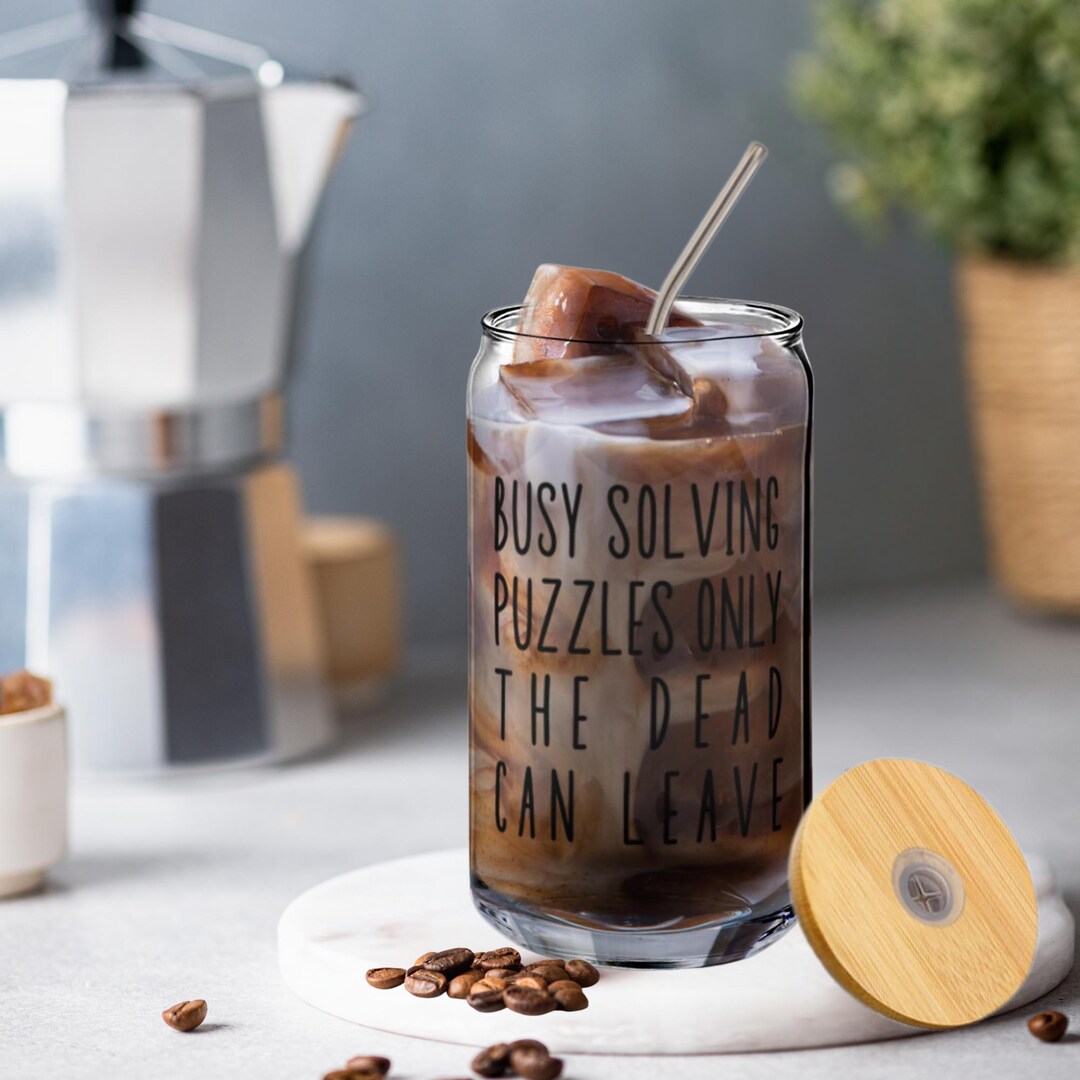 Forensic Glass Cup 16 Oz Iced Coffee Tumbler With Bamboo Lid “busy ...