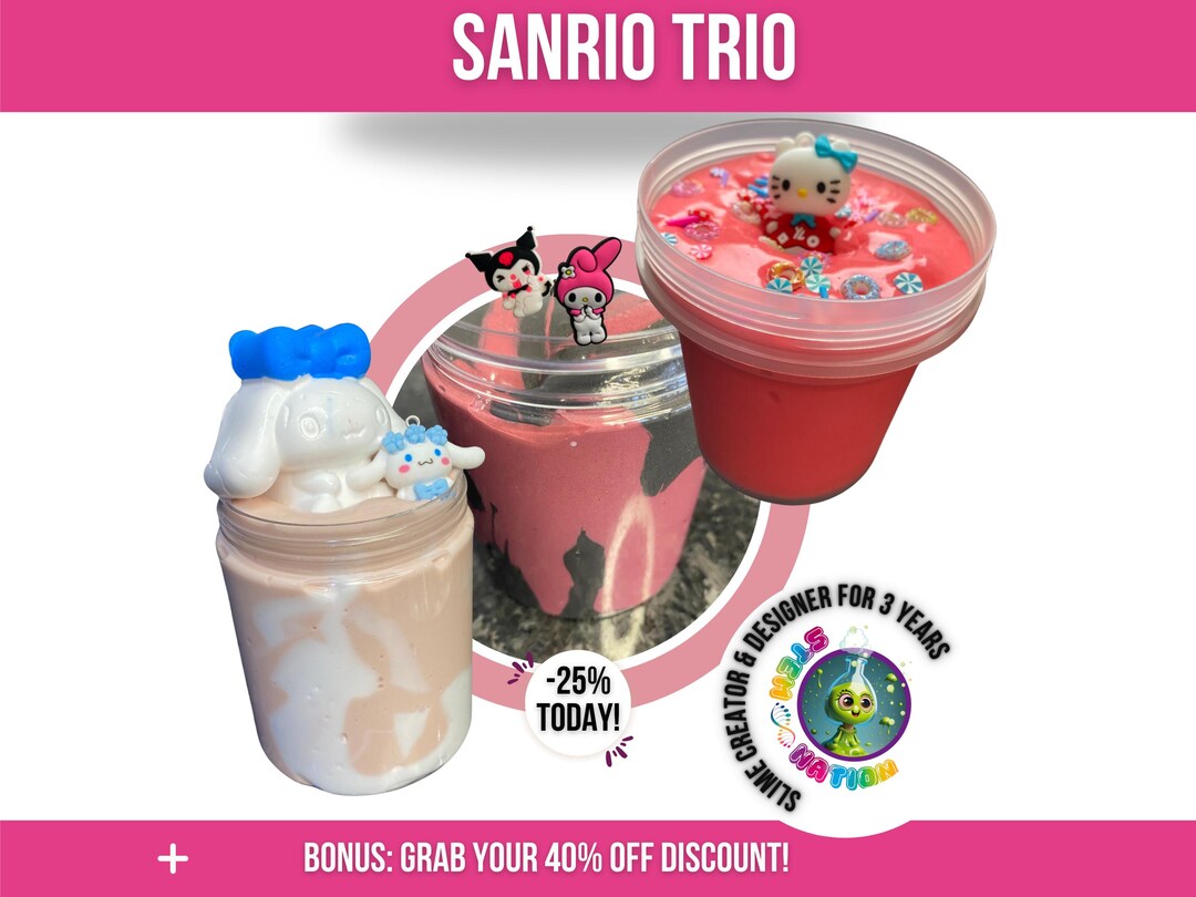Sanrio Trio Slime Bundle – Hello Kitty, Cinnamoroll, Kuromi | Cloud ...