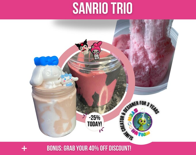 Sanrio Trio Slime Bundle – Hello Kitty, Cinnamoroll, Kuromi | Cloud ...