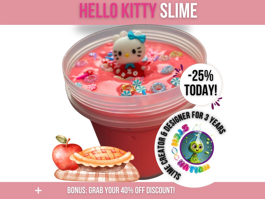 Hello Kitty Thick Glossy Slime Apple Pie Scented Kawaii Sanrio Slime ...