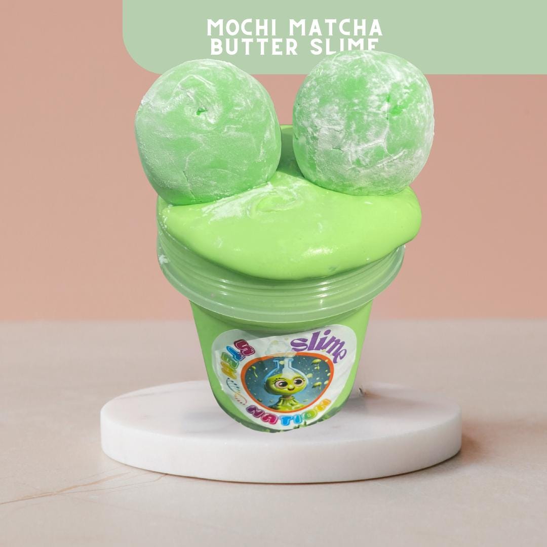 Mochi Matcha Slime: Thick Glossy Green Slime With Clay Toppers 8oz - Etsy