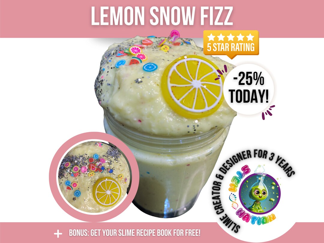 Lemon Sorbet, Snow Fizz Slime, Slime, Snow Fizz, Scented Slime, Gifts ...