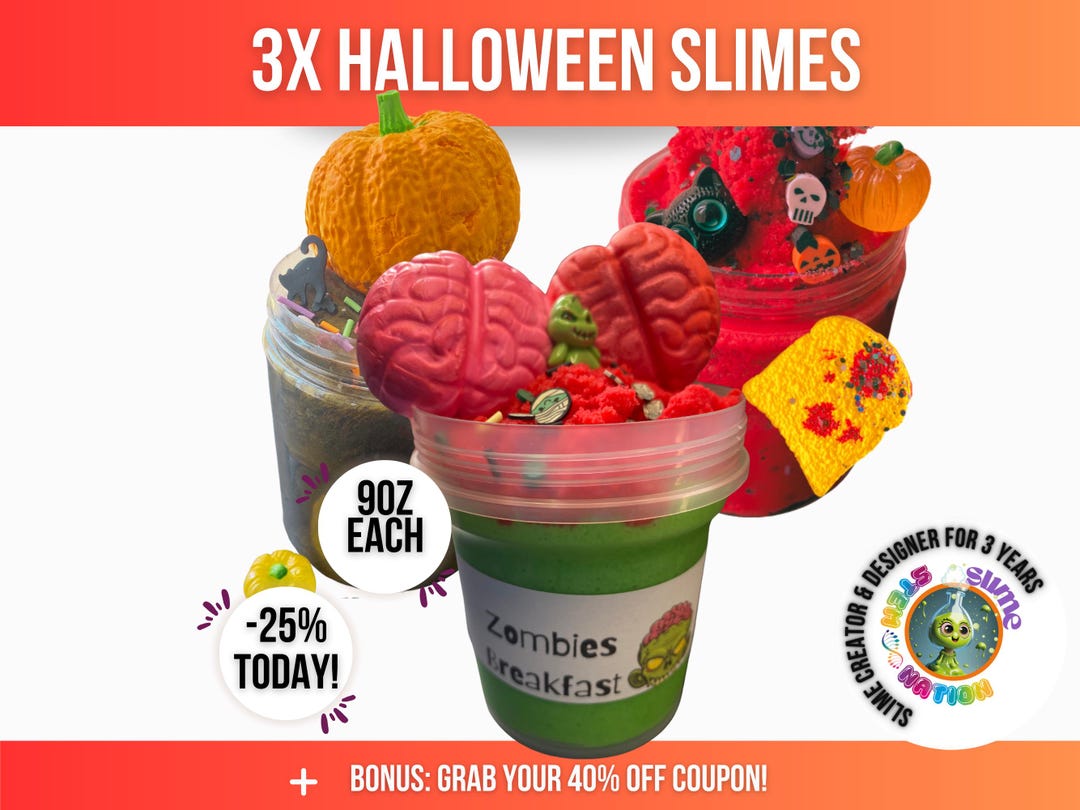 3 X 9OZ Spooky Slime Set, Halloween Slime Gift – 9oz, Gift Box, Slime ...