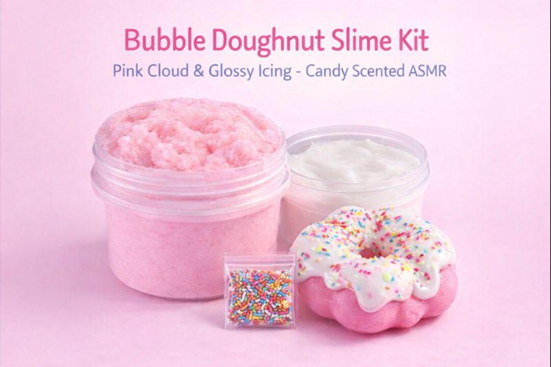 Bubble Doughnut Slime Kit: Pink Cloud & Glossy Icing - Candy Scented ...