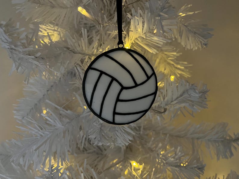 Stained Glass Volleyball Christmas Holiday Tree Ornament - Etsy
