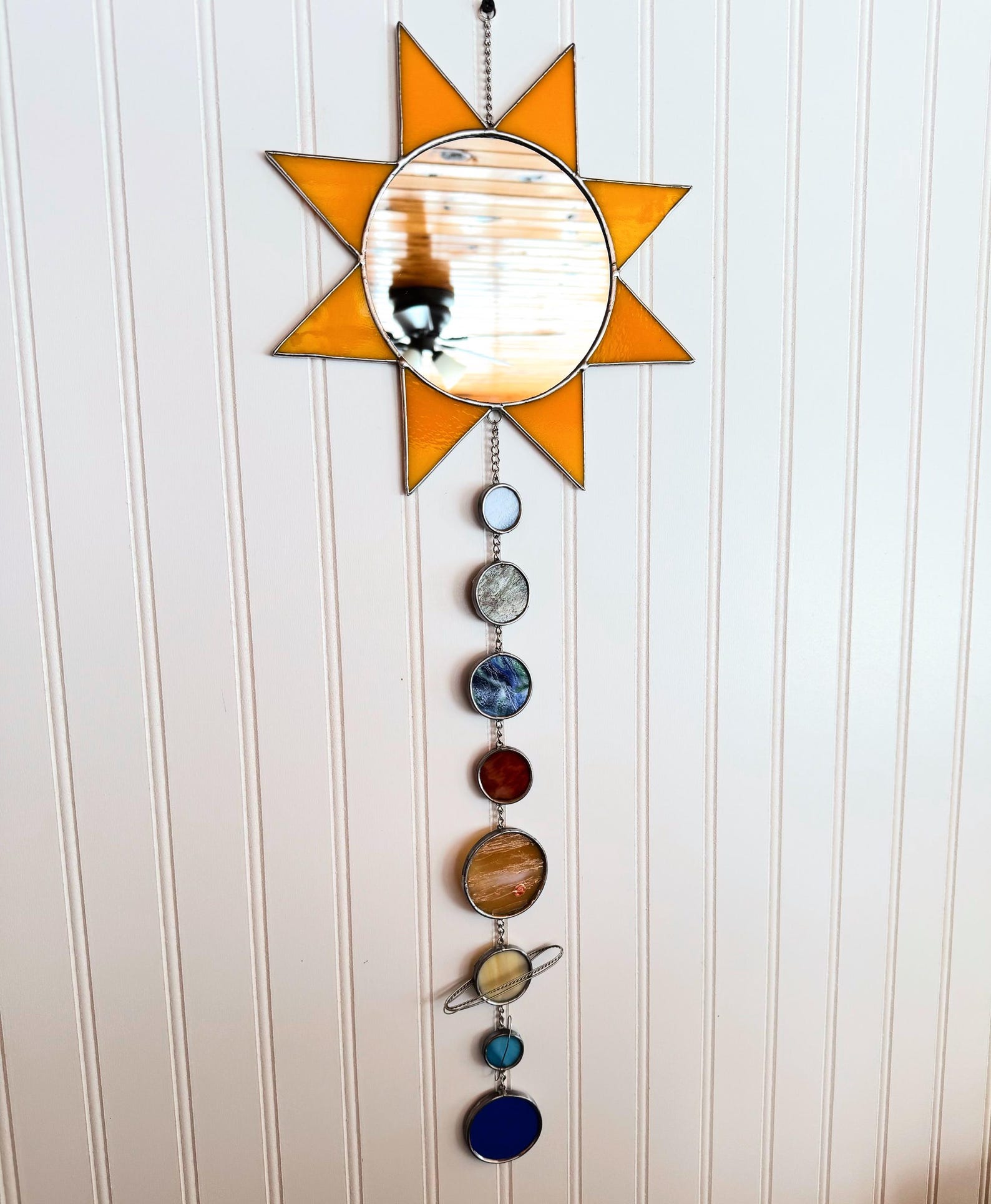 Stained Glass Solar System Mirror Wall Hanging Suncatcher - Etsy