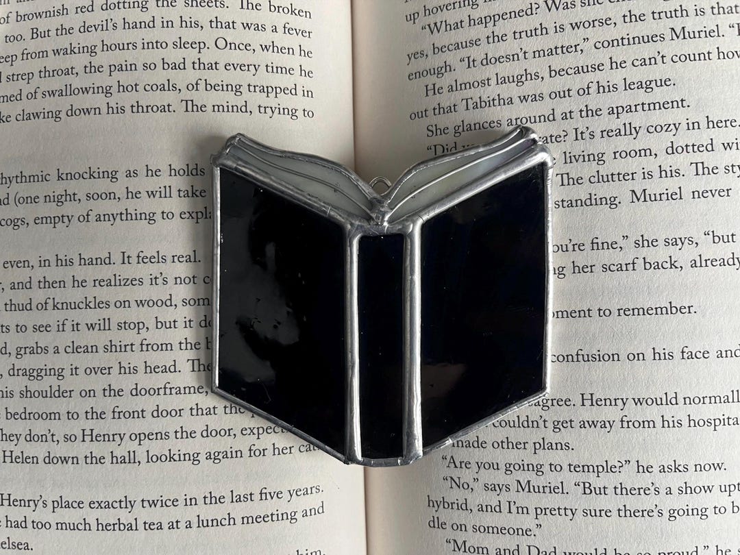 Stained Glass Black Open Book Suncatcher Window Decor 3” - Etsy