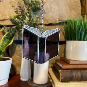 Stained Glass Open Book Suncatcher Window Decor Purple 3” - Etsy