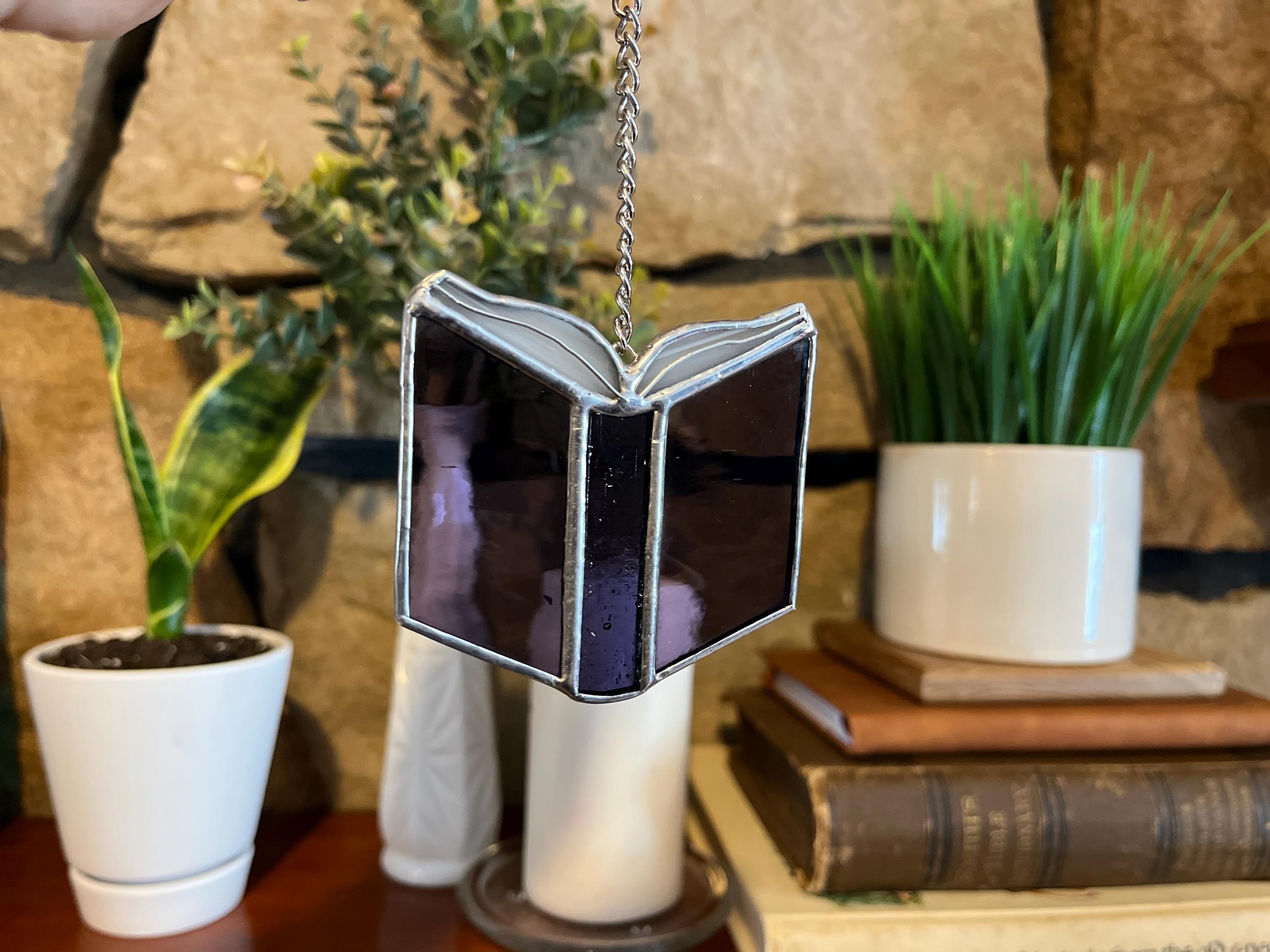 Stained Glass Open Book Suncatcher Window Decor Purple 3” - Etsy