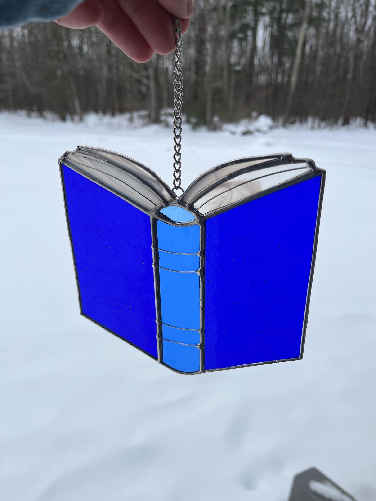Stained Glass Open Book Suncatcher Window Decor 6” Blue - Etsy