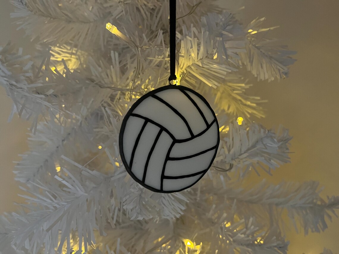 Stained Glass Volleyball Christmas Holiday Tree Ornament - Etsy