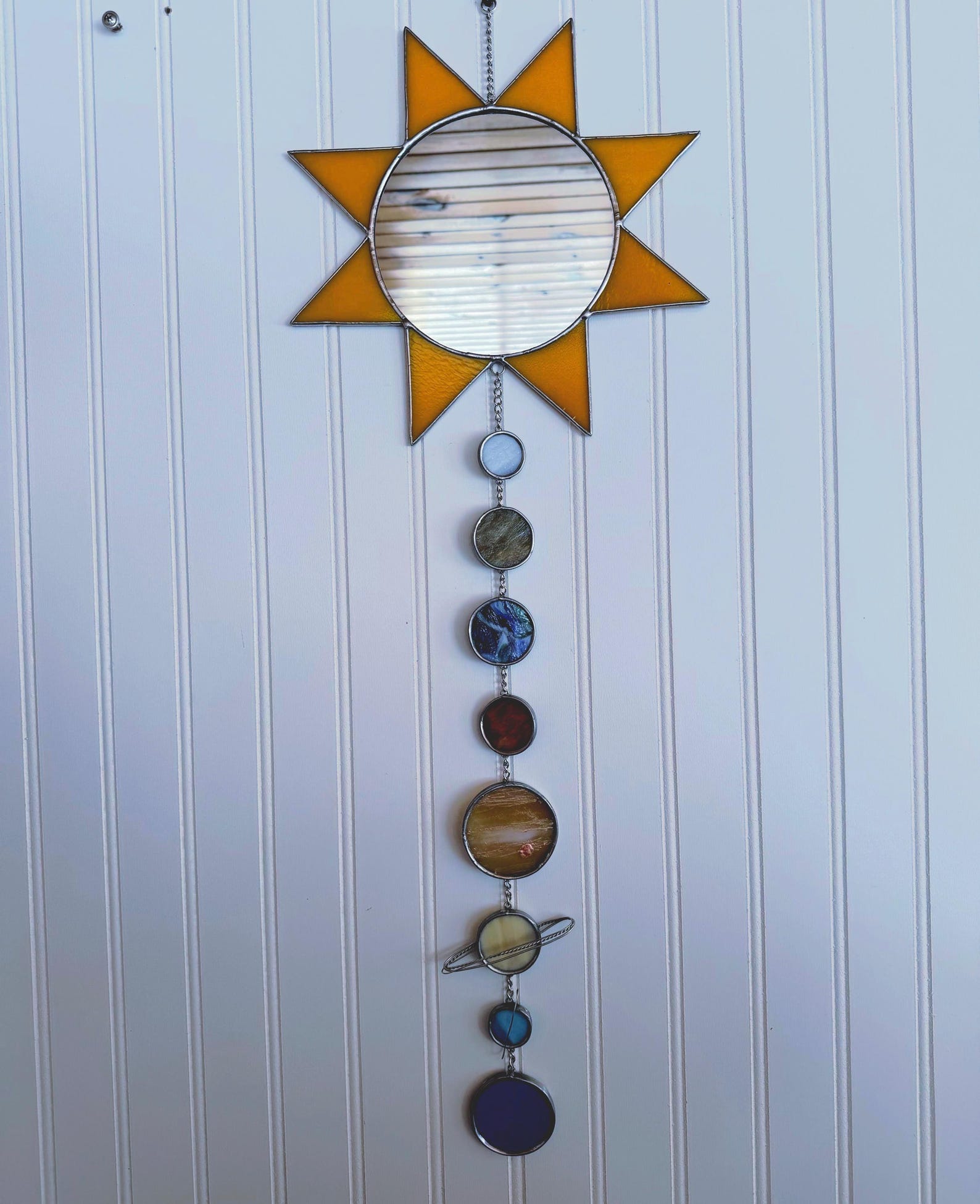 Stained Glass Solar System Mirror Wall Hanging Suncatcher - Etsy
