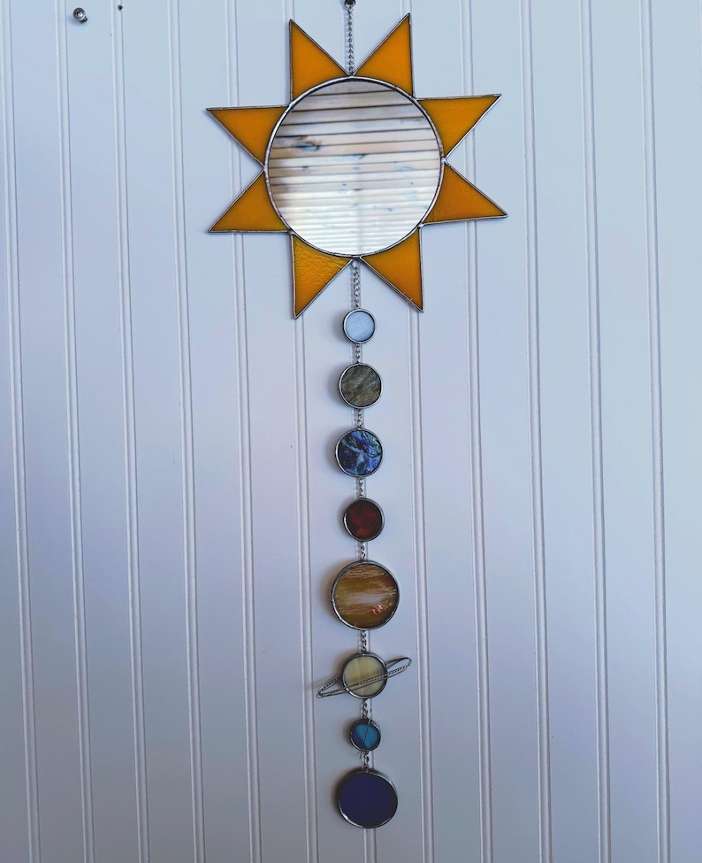 Stained Glass Solar System Mirror Wall Hanging Suncatcher - Etsy