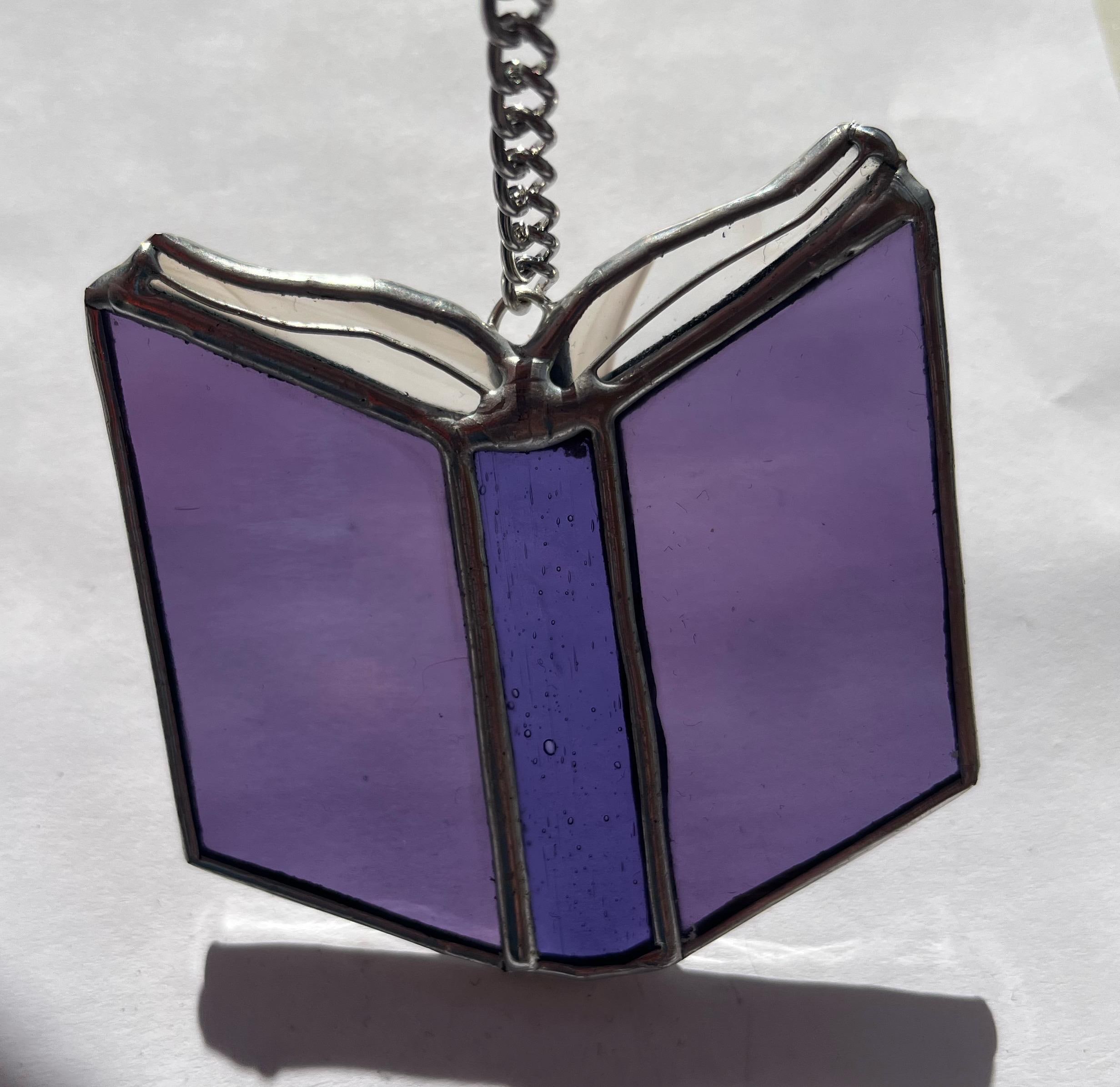 Stained Glass Open Book Suncatcher Window Decor Purple 3” - Etsy
