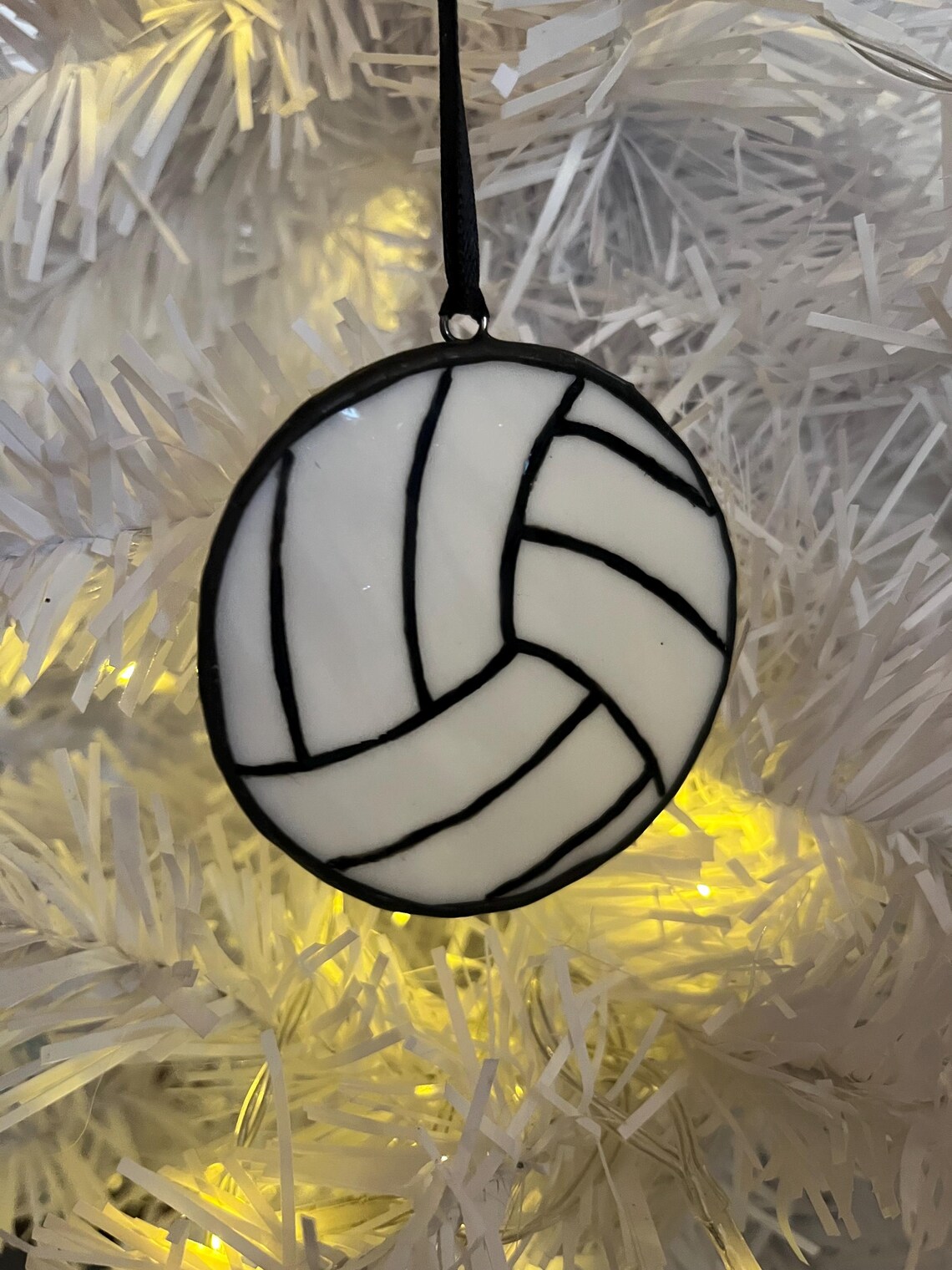 Stained Glass Volleyball Christmas Holiday Tree Ornament - Etsy