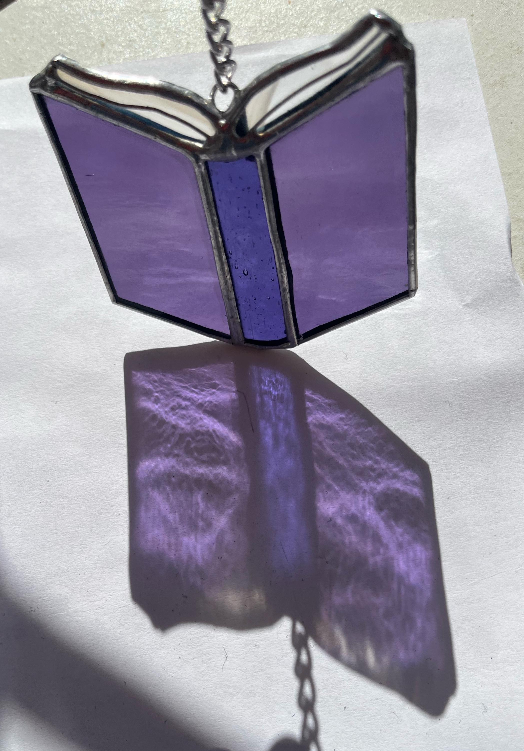 Stained Glass Open Book Suncatcher Window Decor Purple 3” - Etsy