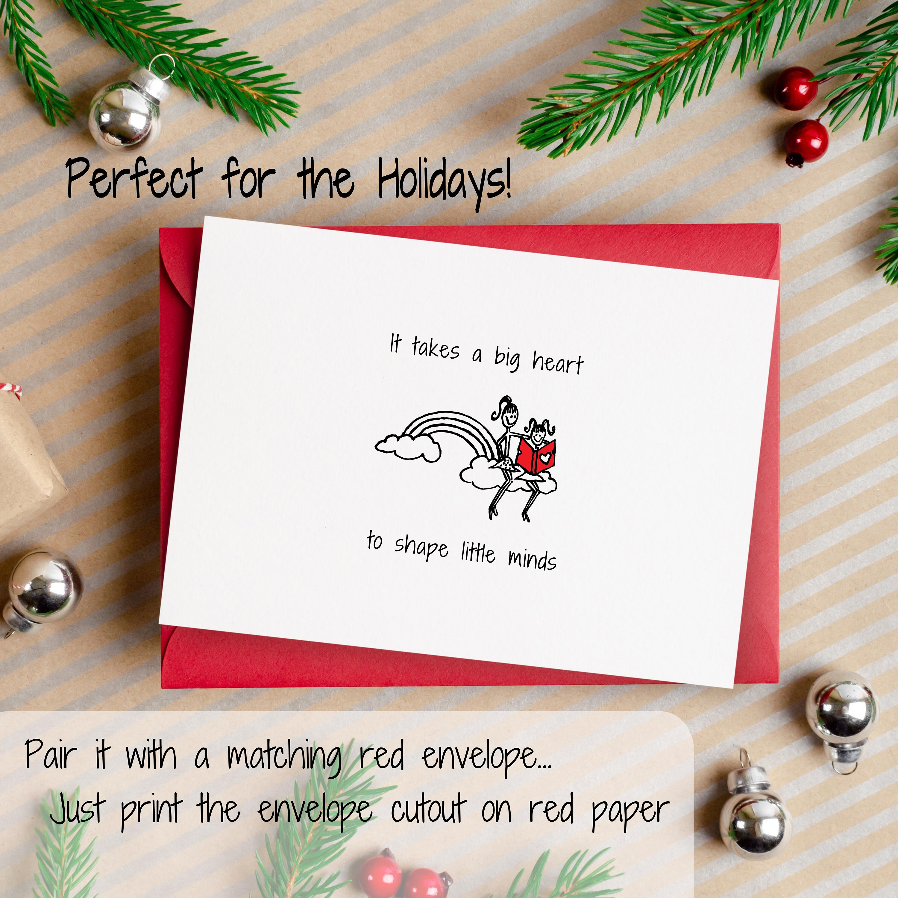 Teacher Printable Greeting Card | Teacher Christmas Card | Digital ...