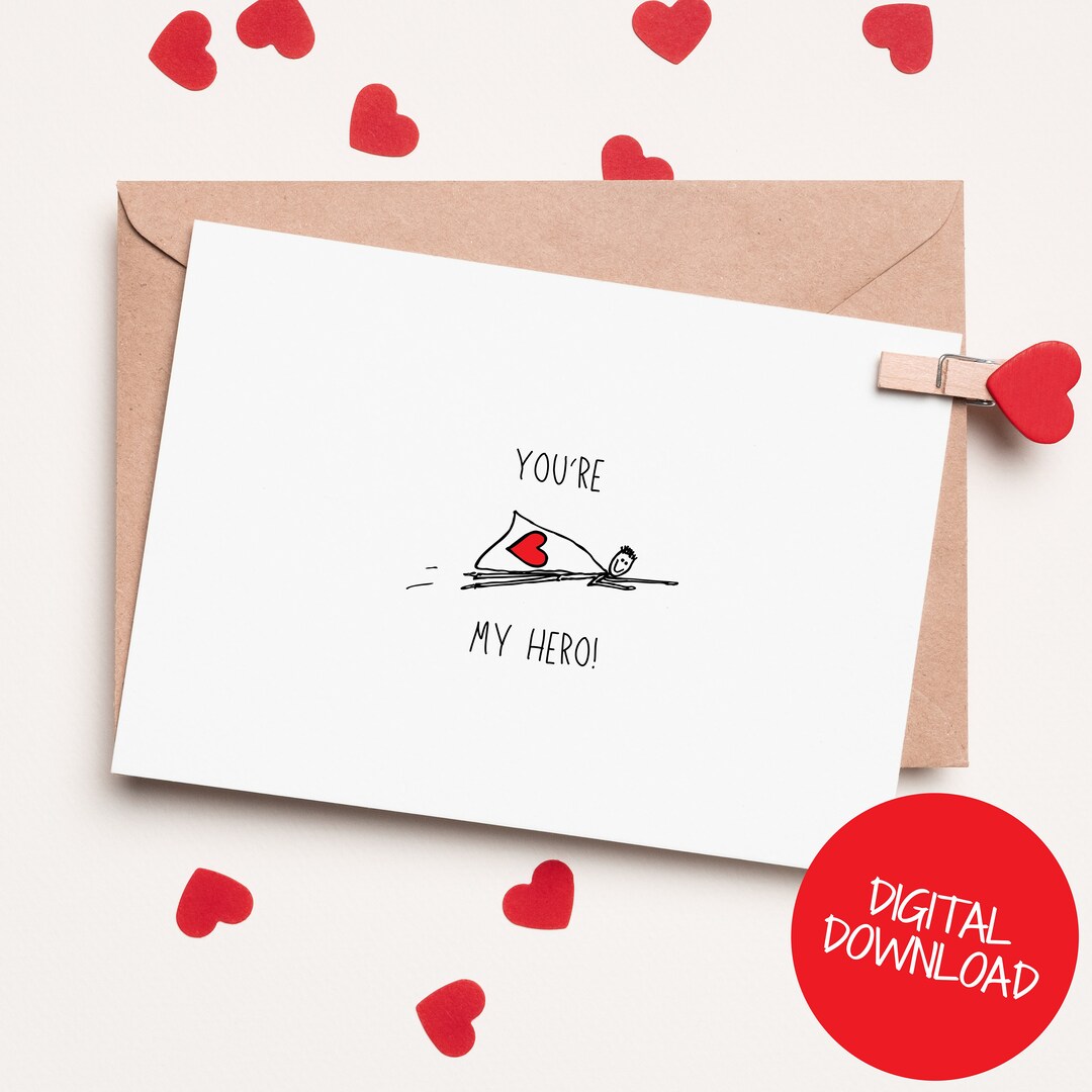 My Hero Printable Greeting Card | Coach Valentine | Digital Download ...