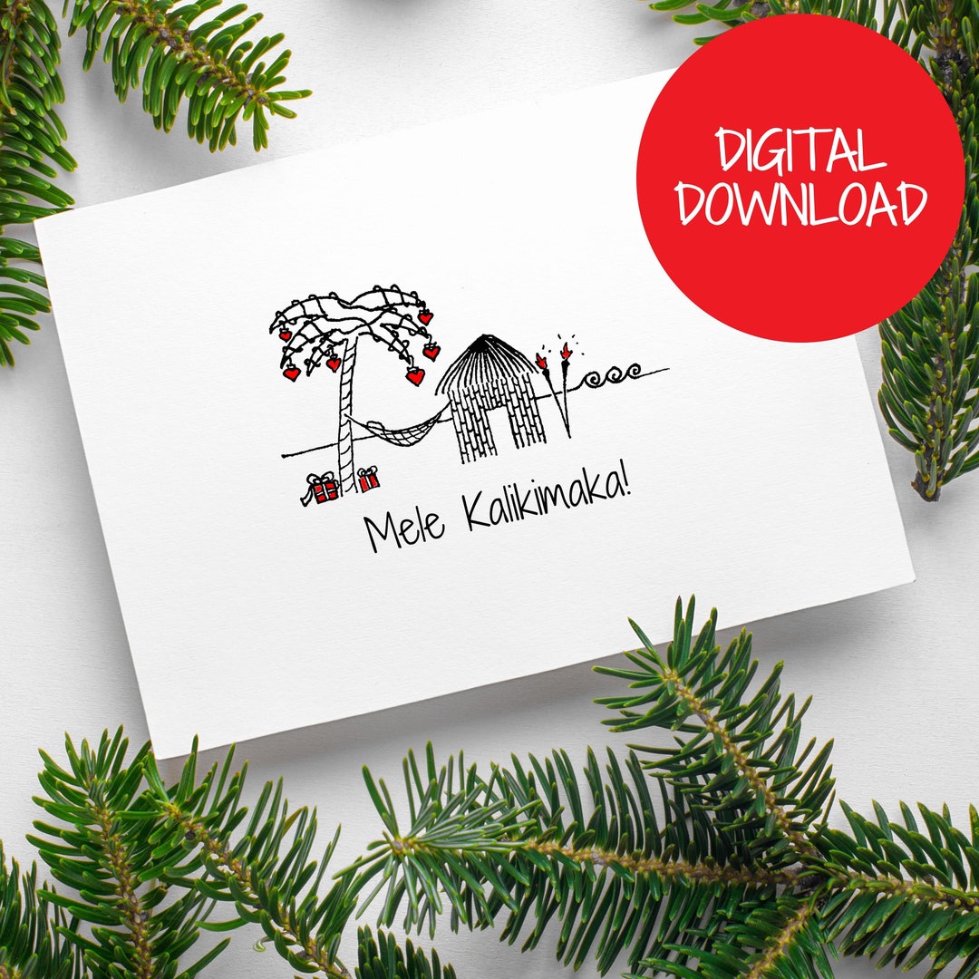 Mele Kalikimaka Printable Greeting Card | Digital Download Hawaiian ...