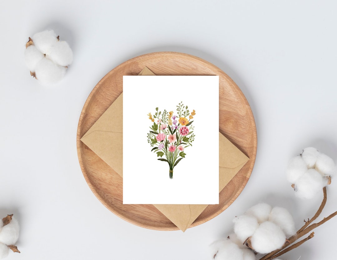 Printable Flower Greeting Card - Etsy