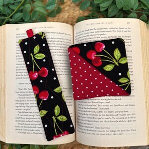 Cherry Print Bookmark, Cherry Corner Bookmark, Fabric Bookmark, Book ...