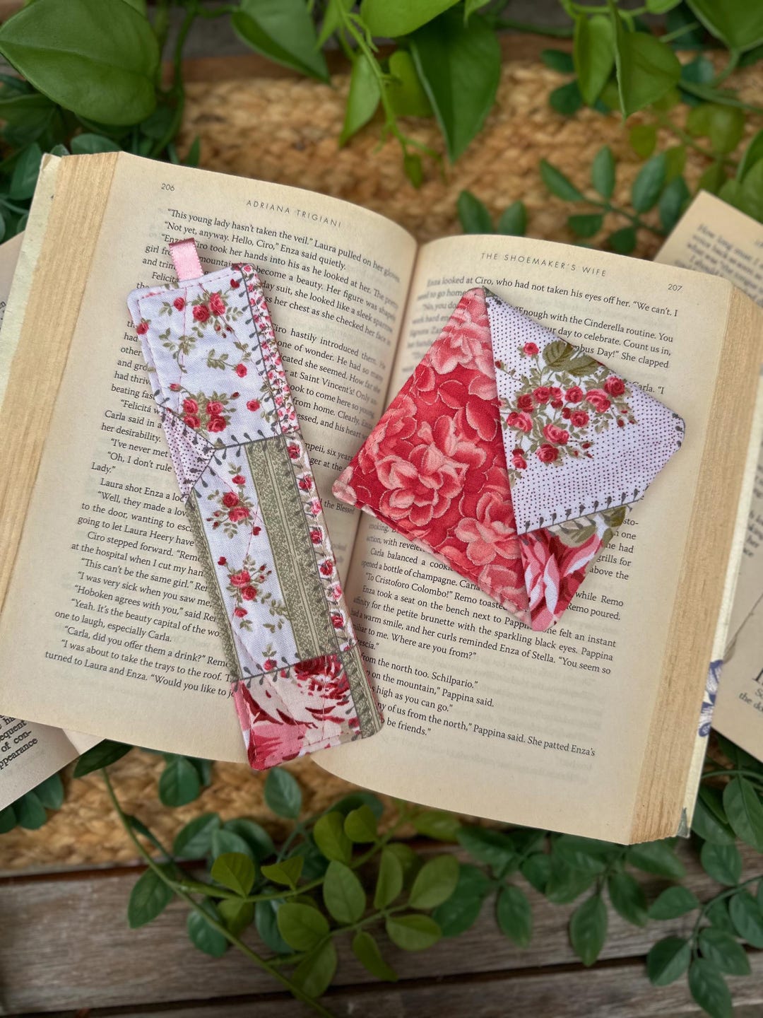 Pink Floral Patchwork Bookmark, Handmade Fabric Corner Bookmark - Etsy
