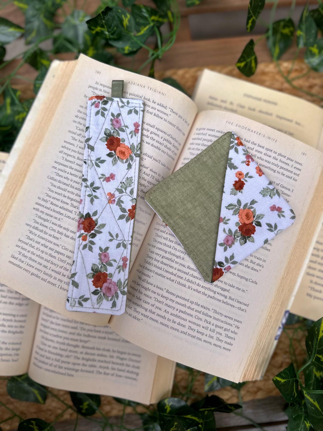 Floral Print Bookmark, Floral Corner Bookmark, Fabric Bookmark, Book ...