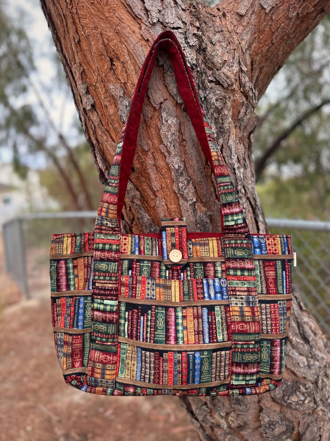 Book Print Tote Bag, Hand Sewn Tote, Book Print, Canvas Tote Bag, Gift ...