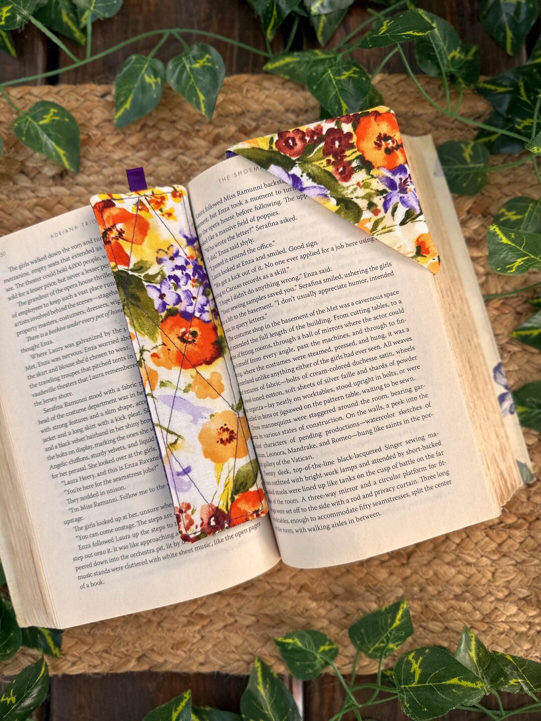 Floral Fabric Bookmark: Purple & Blue Quilt Print, Book Lover Gift - Etsy