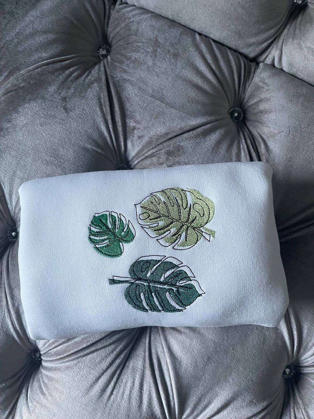 Monstera Deliciosa Embroidered Sweatshirt - Etsy