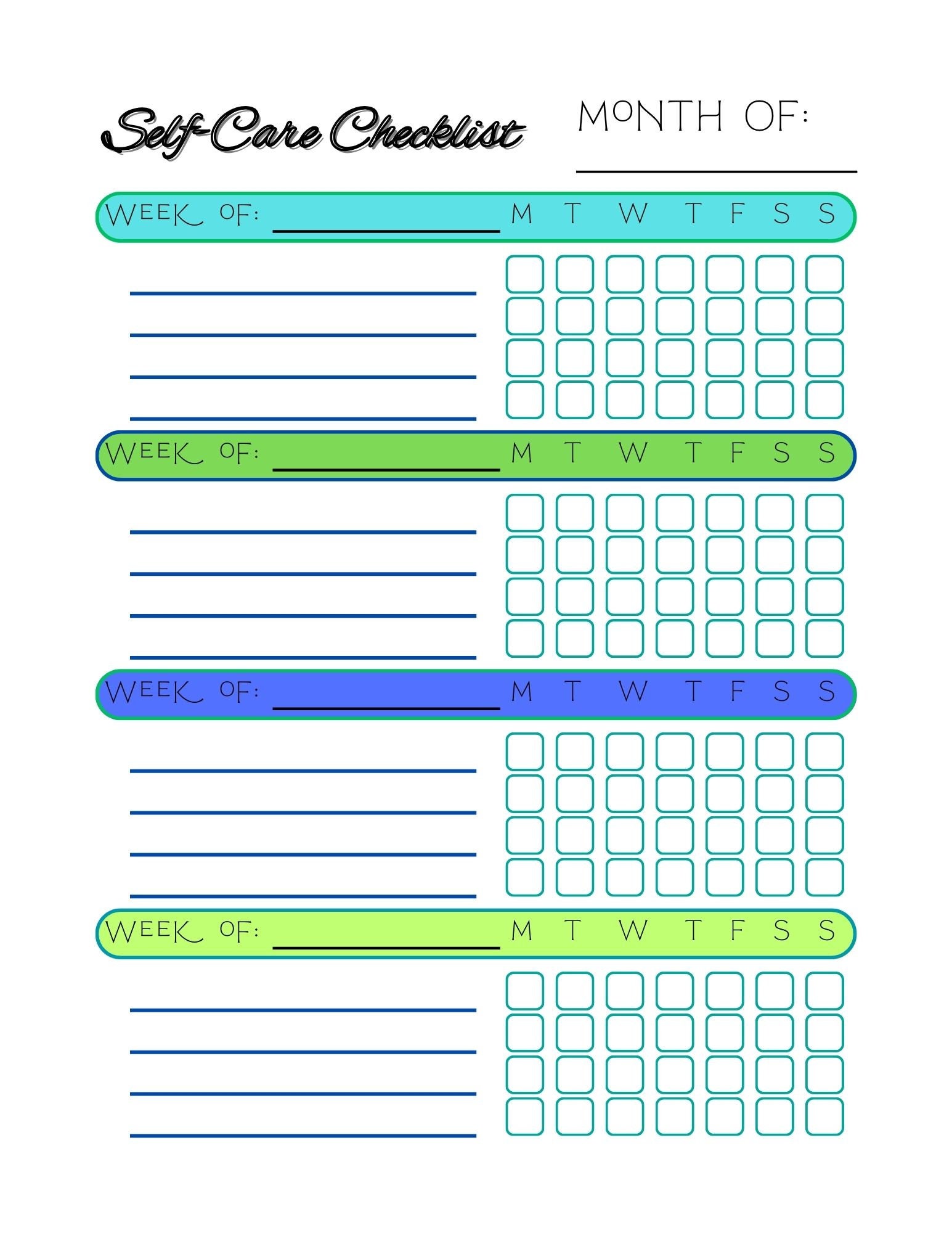 Digital Self-care Checklist Package - Etsy