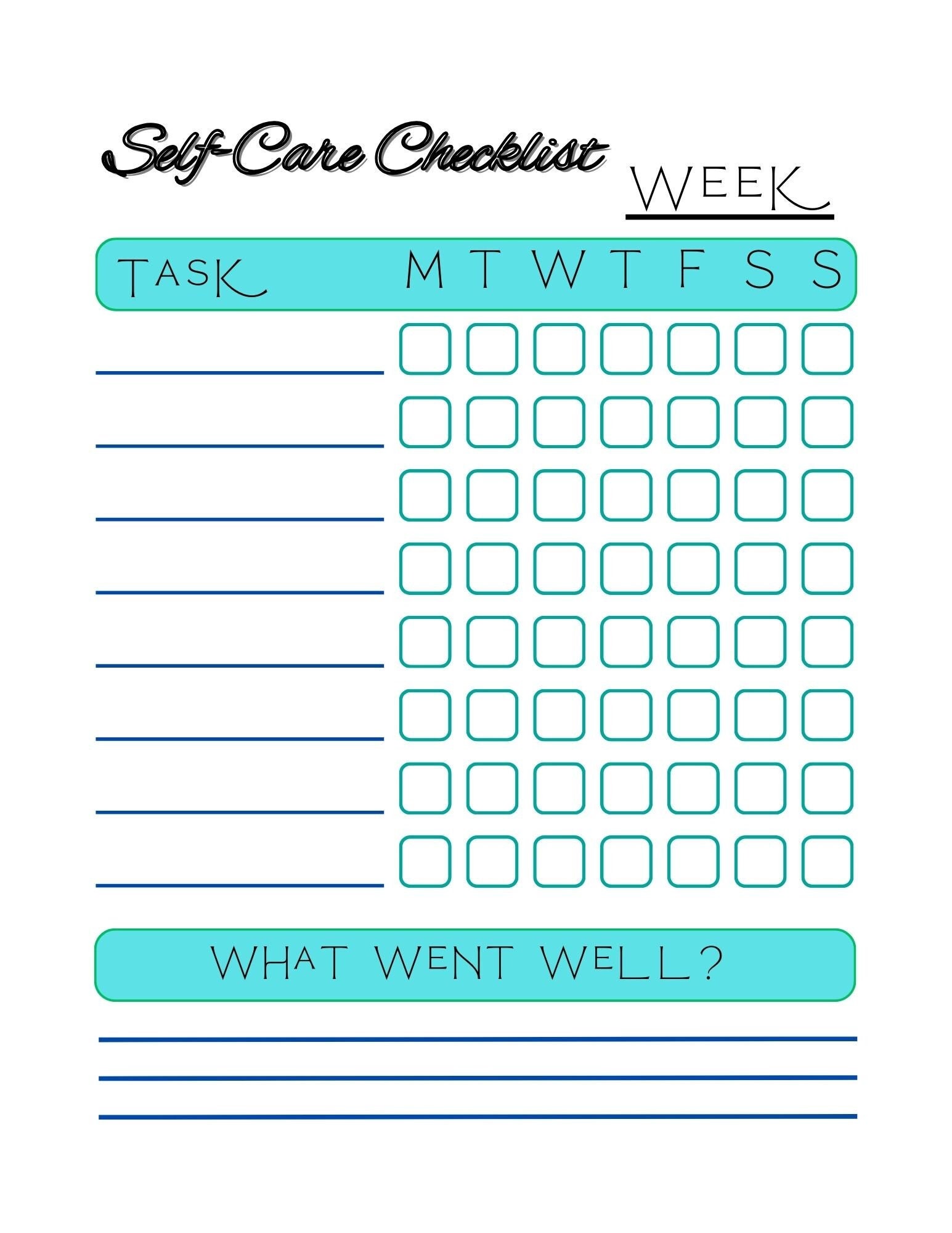 Digital Self-care Checklist Package - Etsy