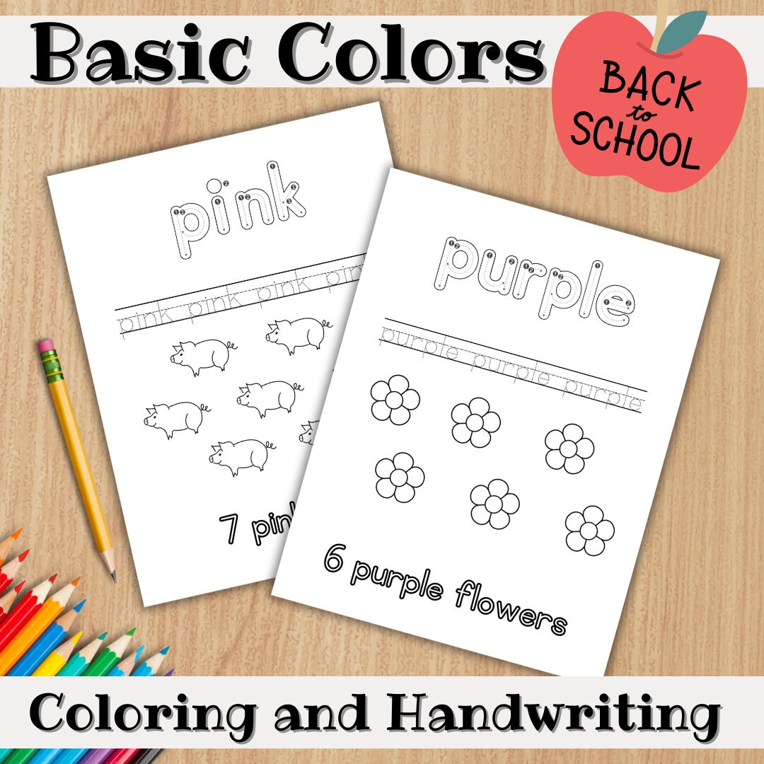 Colors Handwriting Practice, Printable Coloring Pages (US Letter PDF ...
