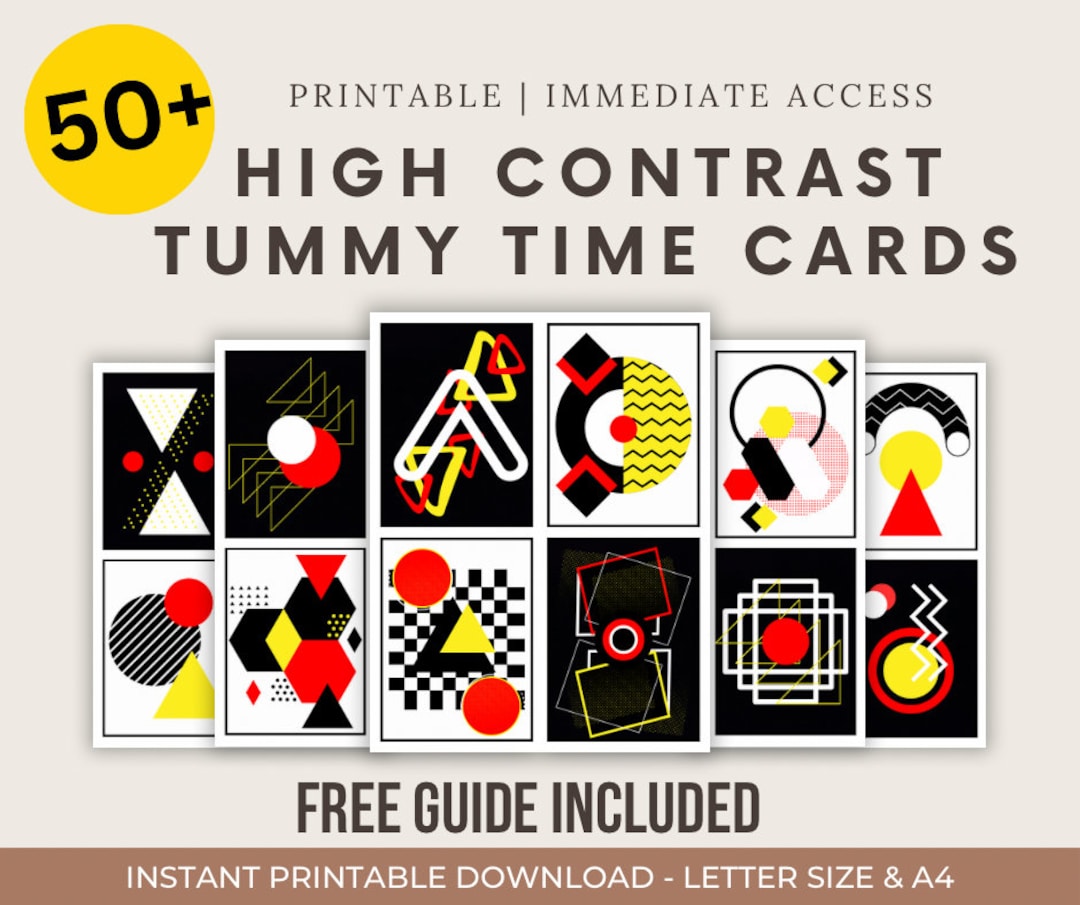 Printable Tummy Time Cards for Babies High Contrast Cards for Baby ...