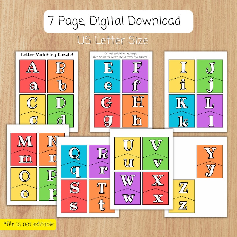 Kids Printable Letter Matching Printable Puzzle Alphabet Printables US ...