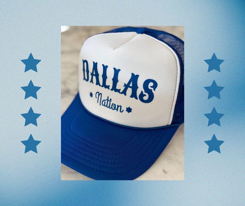 Dallas Cowboy Inspired Hat | Blue & White Trucker Hat | Vintage Western ...