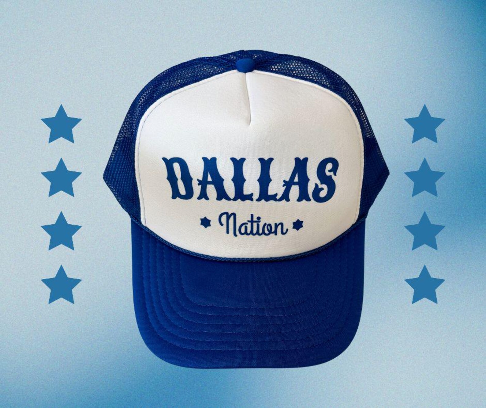 Dallas Cowboy Inspired Hat | Blue & White Trucker Hat | Vintage Western ...
