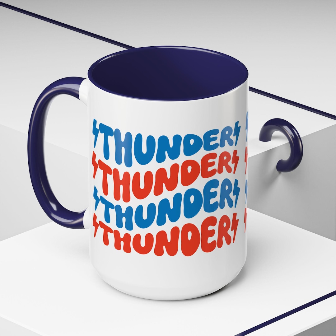 OKC Thunder Inspired Mug | Funky Groovy Basketball Fan Gift | Retro ...