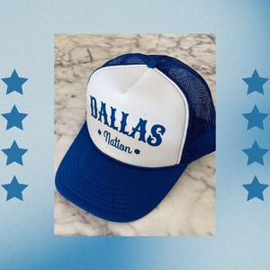 Dallas Cowboy Inspired Hat | Blue & White Trucker Hat | Vintage Western ...