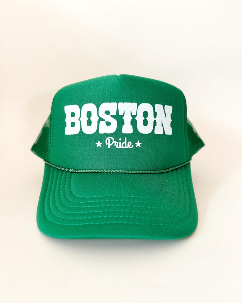 Boston Pride Trucker Hat | Boston Celtics Inspired Cap | Green Hat With ...