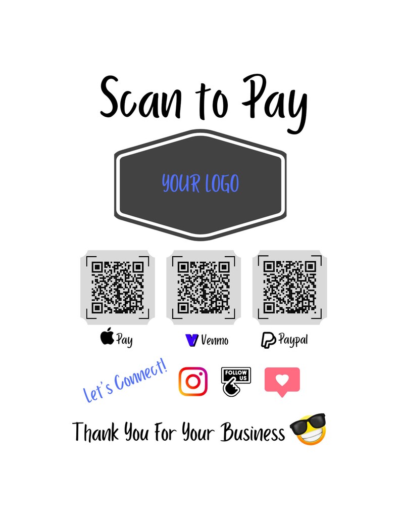Editable QR Code Sign, Printable Payment Sign, Scan to Pay Template ...