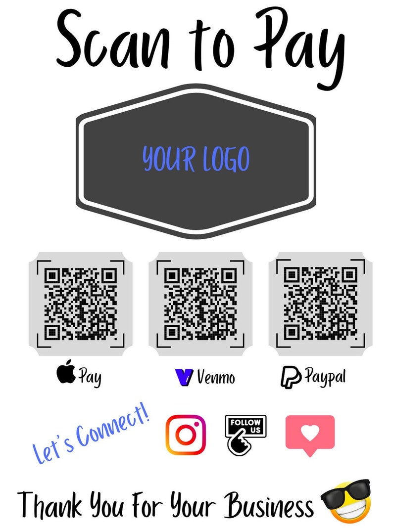 Editable QR Code Sign, Printable Payment Sign, Scan to Pay Template ...