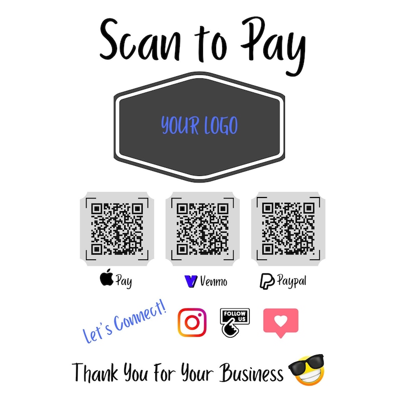 Editable QR Code Sign, Printable Payment Sign, Scan to Pay Template ...