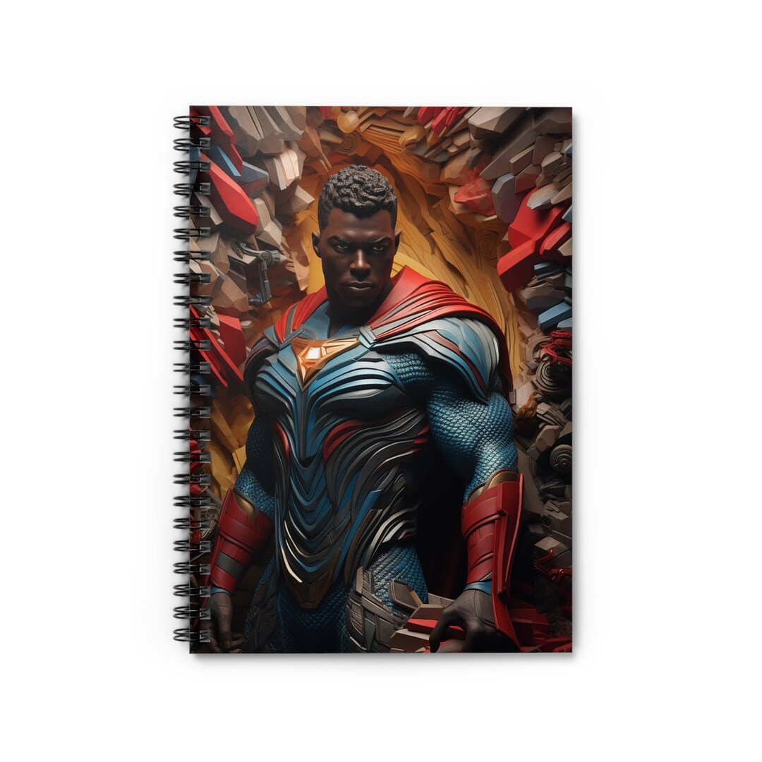 Black Superhero Notebook: 118 Ruled Line Pages Featuring a Unique Black ...
